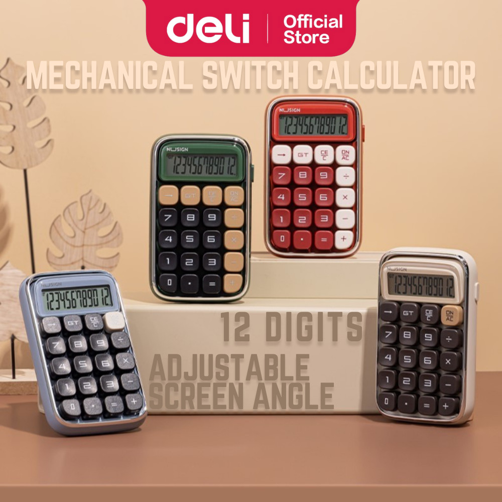 Deli Nusign Vintage Calculator with Blue Switch Mechanical Keys Large ...