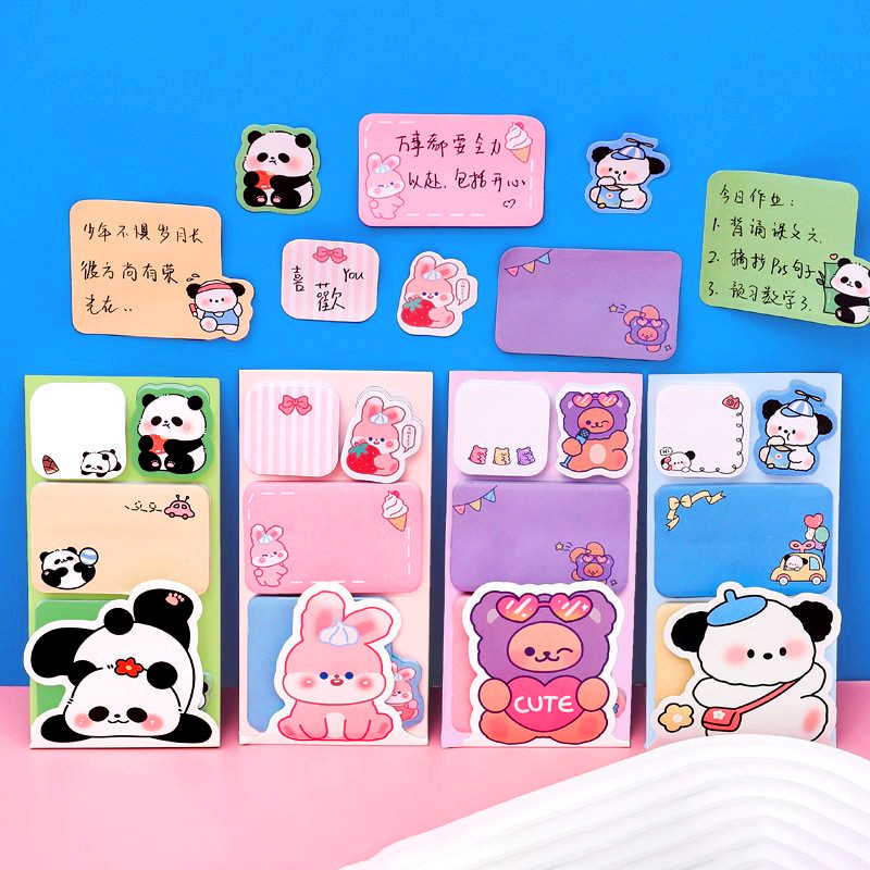 𝟰 𝗜𝗡 𝟭 》 10/20/30/40/50pcs Cute Sticky Notes Combo Set Memo Mini Office ...