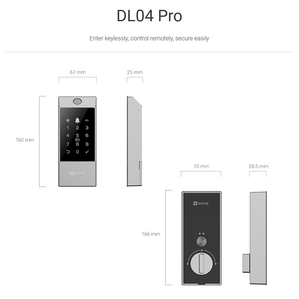 Ezviz DL04 Pro Smart Home Deadbolt Lock Security Fingerprint Door Lock ...
