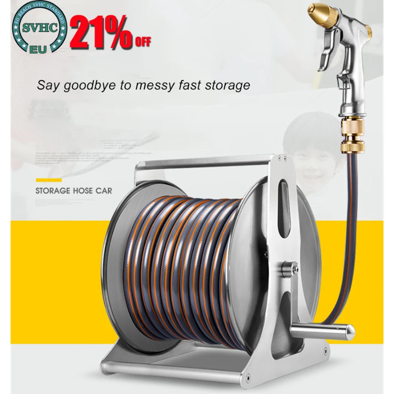 20M Portable Garden Reel Garden Pipe Storage Cart Water Pipe Rack ...