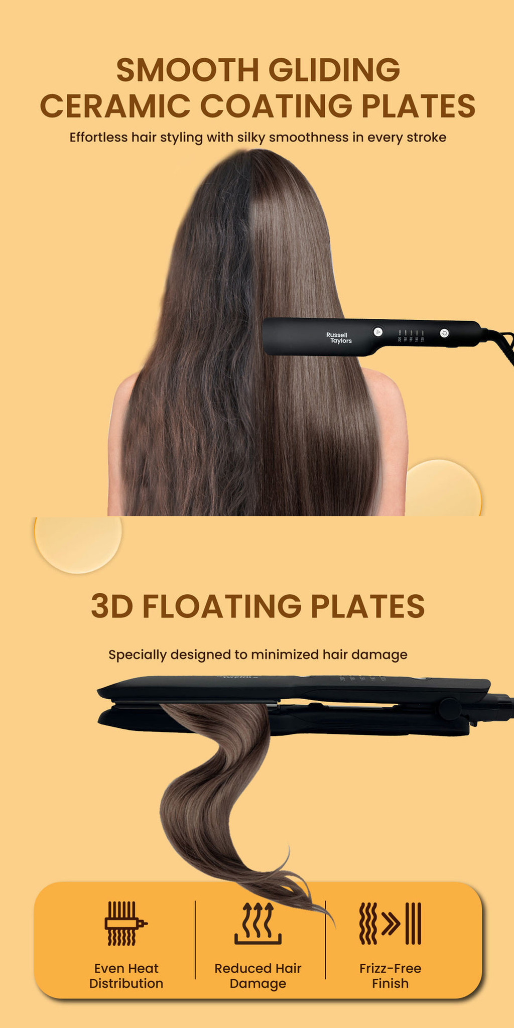 Russell Taylors Ceramic Hair Straightener HS1 HS2 Steam Infusion ...