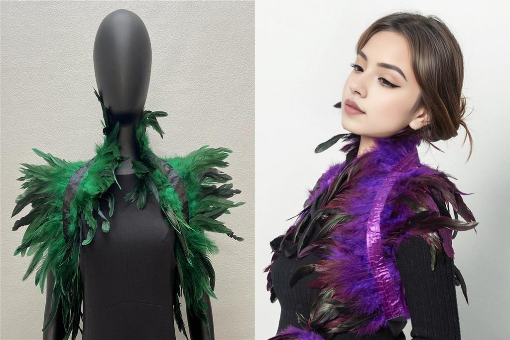 [Ma] Fuax Feather Shawl Stylish Shoulder Ties Shawl Soft Adjustable ...