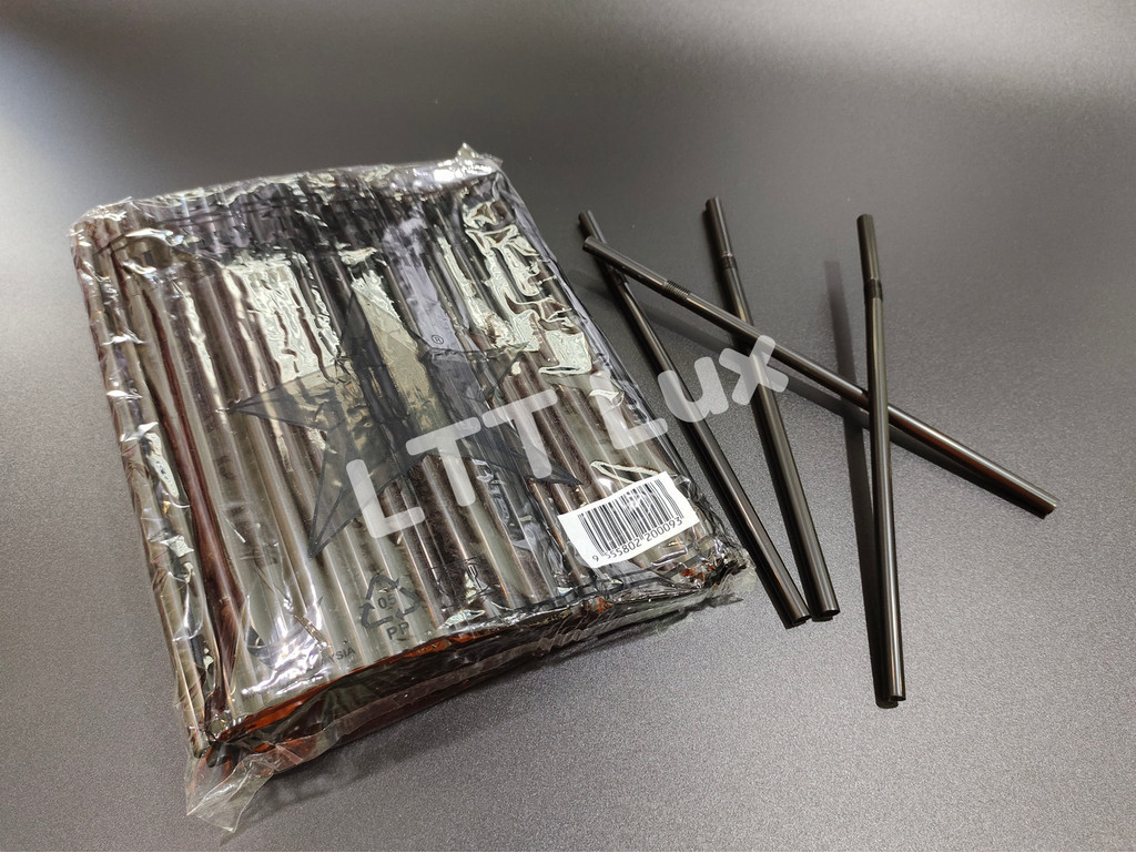 8½" Flexible Drinking Straw - Black / Colour - Disposable Plastic ...