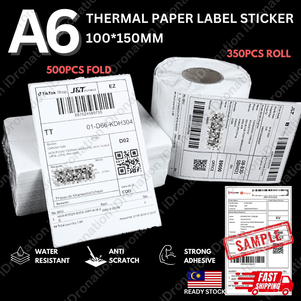 Thermal Paper A6 100*150 Thermal Printer Courier Bag Sticker Shipping ...
