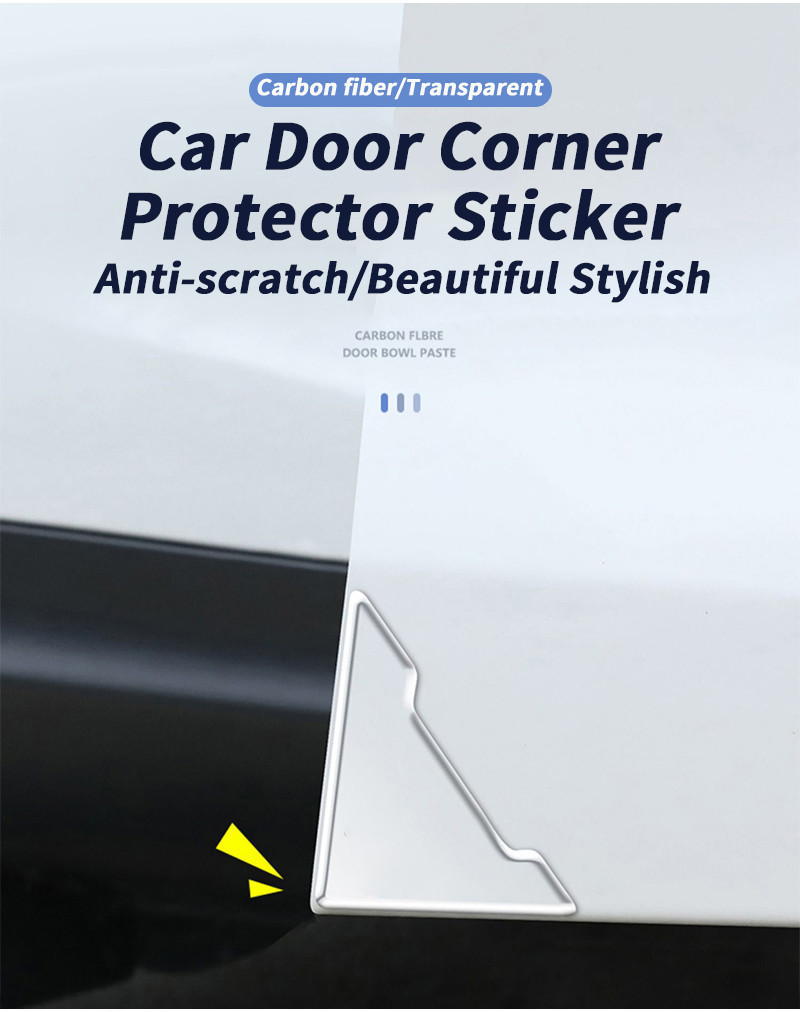 2/4Pcs Chery Carbon Fiber Texture/Transparent Car Door Corner Protector ...