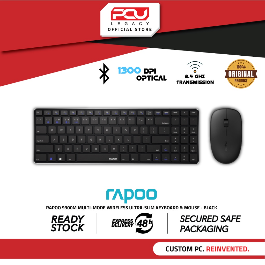 RAPOO 9300M MULTI-MODE WIRELESS ULTRA-SLIM KEYBOARD & MOUSE - BLACK | Shopee Malaysia