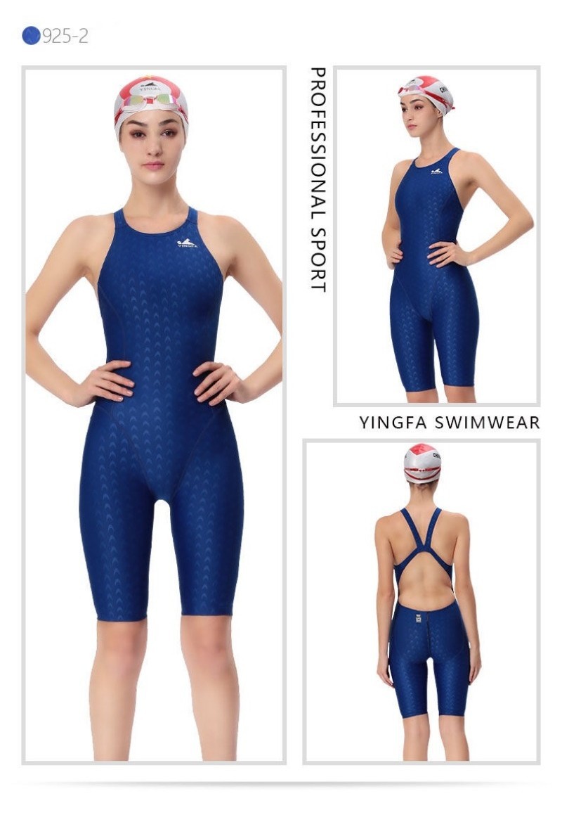 YINGFA FINA Approved Professional Competition Swimsuit Knee Length ...
