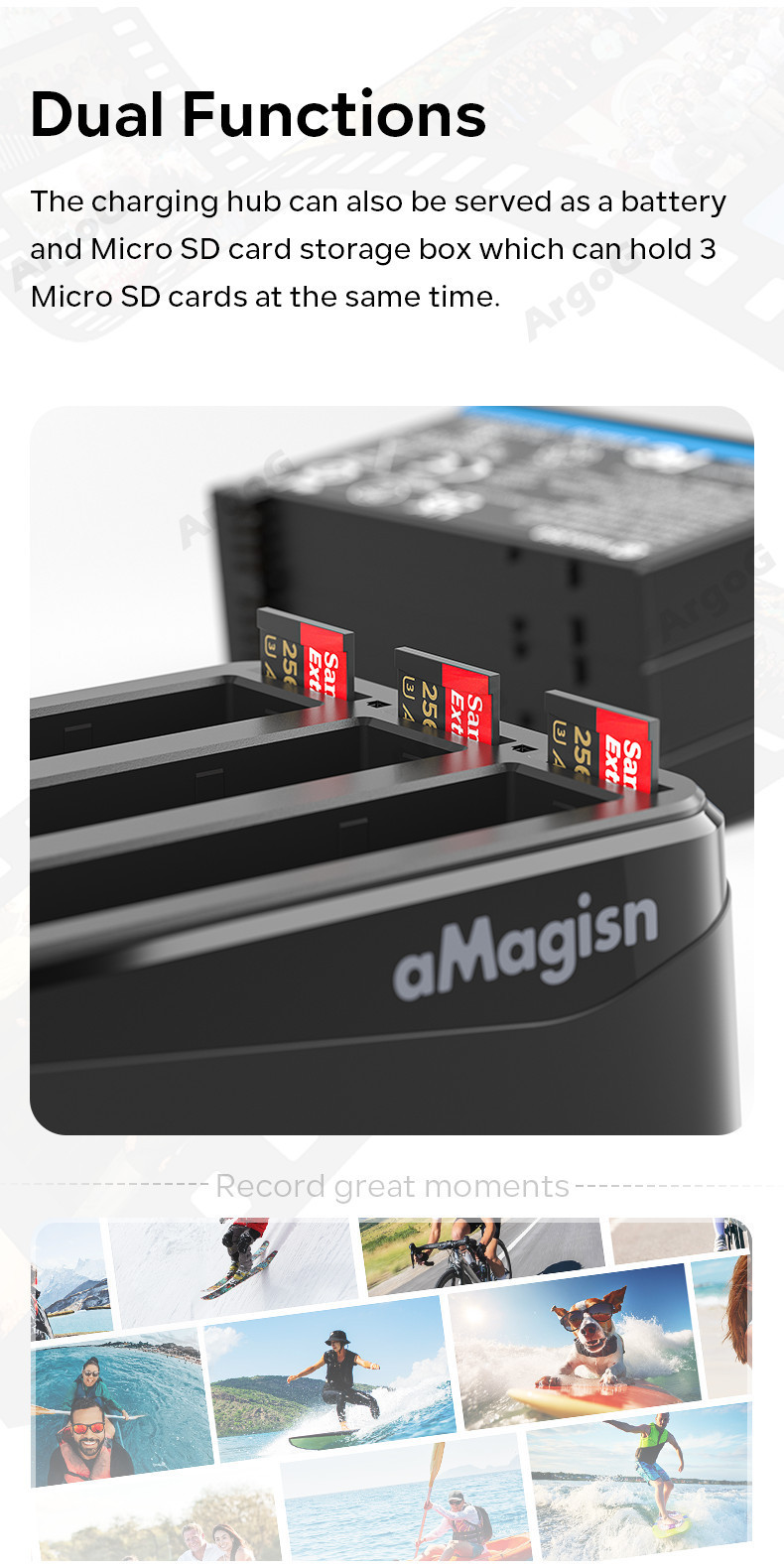 aMagisn Fast Battery Charger Hub for Insta360 X4 with Micro SD Card ...