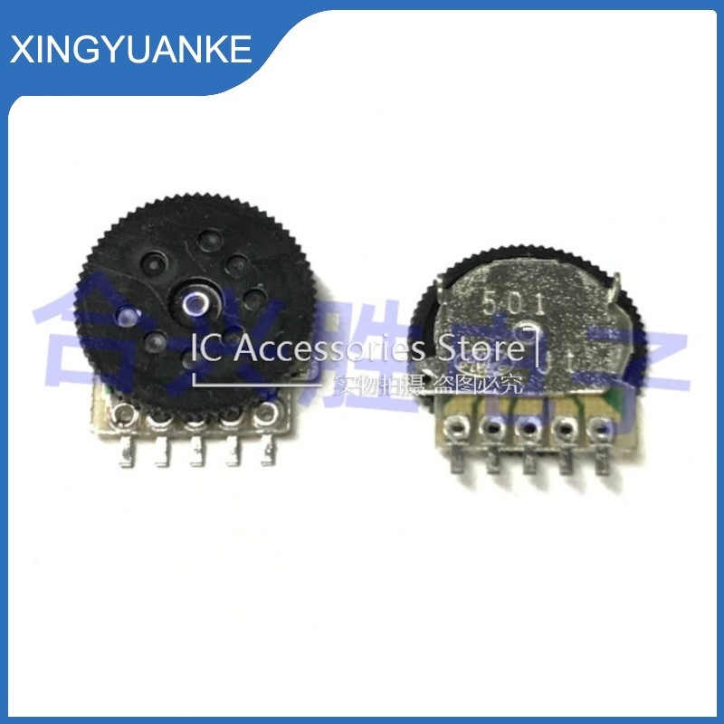 10Pcs/Lot 14*1MM Dial Gear Potentiometer Duplex 5 Pin RK10J 500R 500 ...