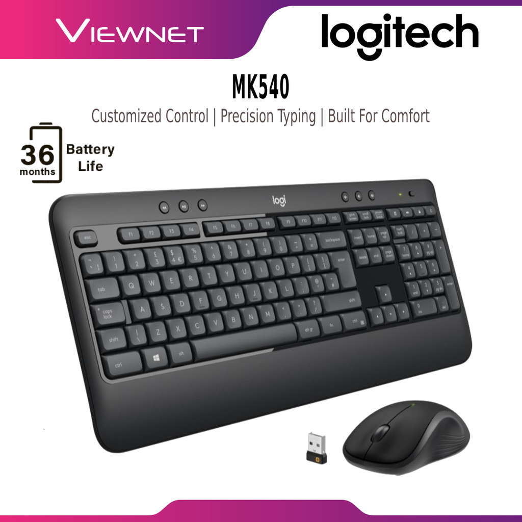 LOGITECH MK540 WIRELESS KEYBOARD & MOUSE COMBO FOR COMFORT TYPING | FIT ...
