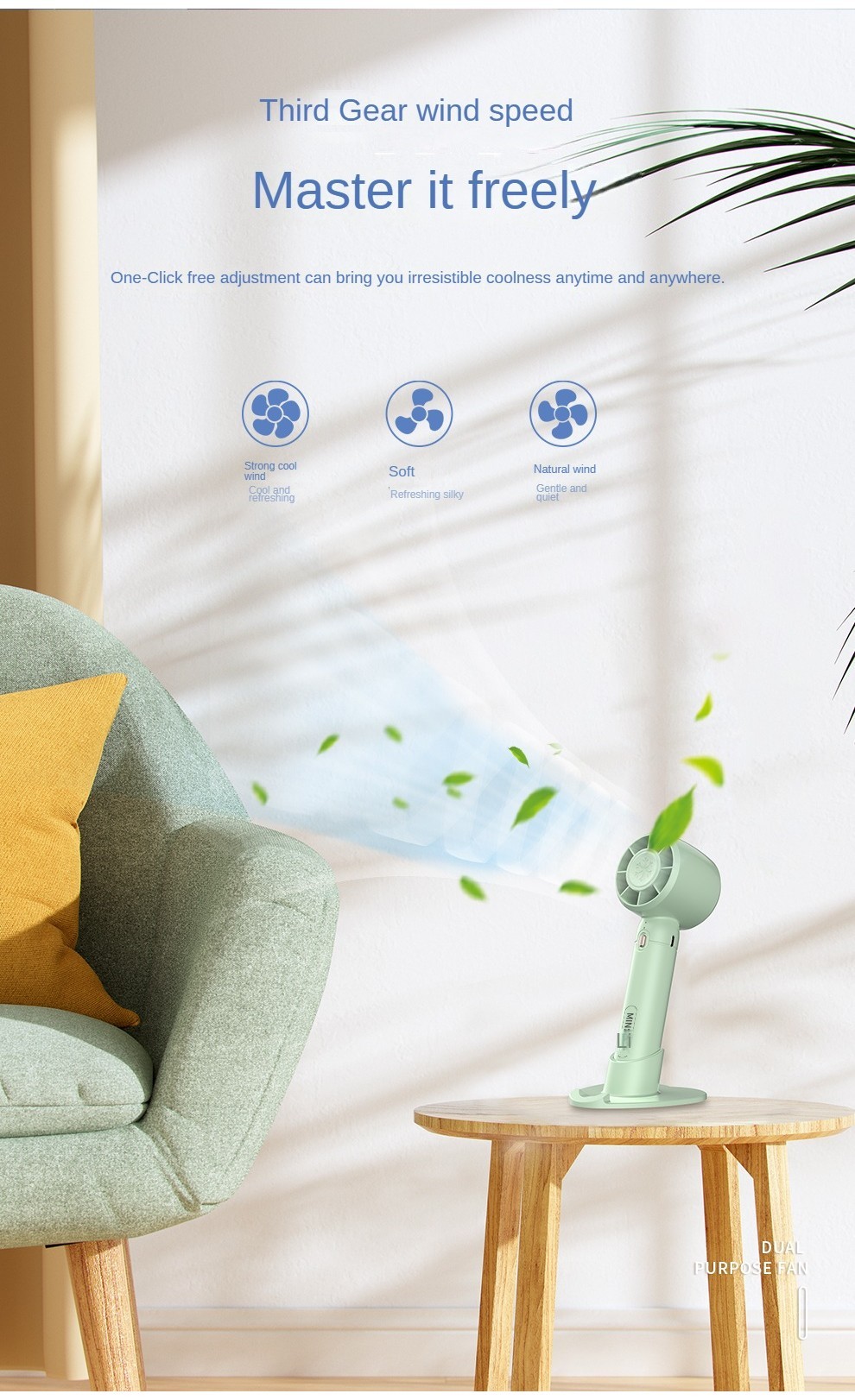 Mini Rechargeable Handheld Fans with 3 Speed Settings USB Charging and ...