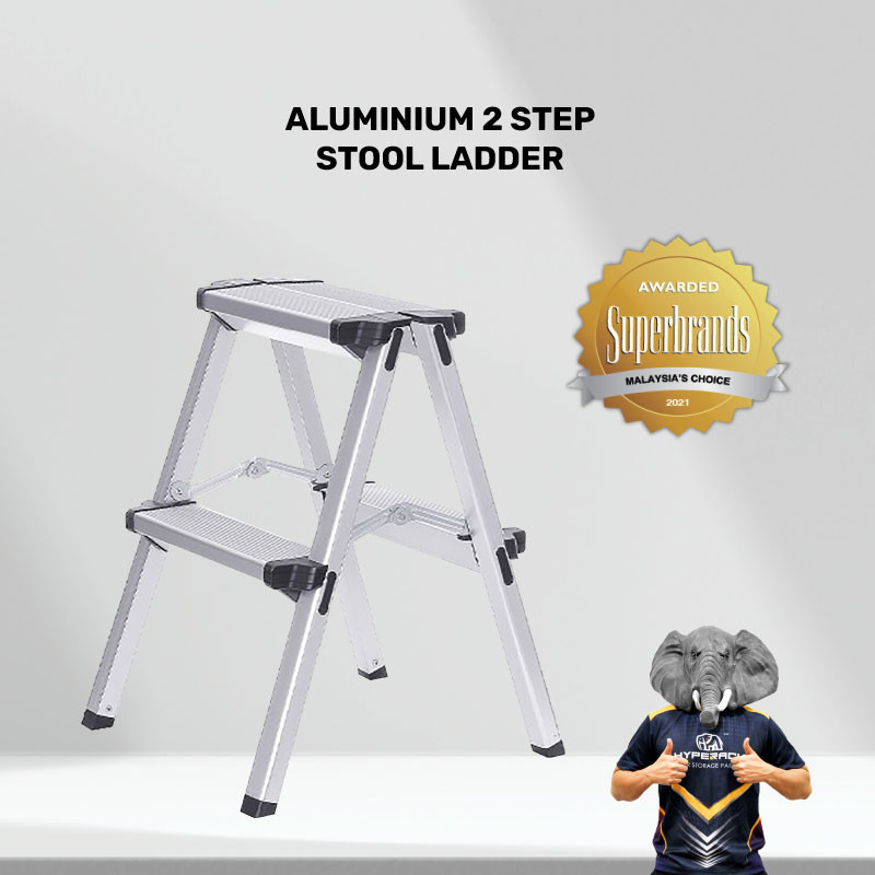 SUPERACK Ladder Step Stool Aluminium Foldable Anti Slip With Pedal ...