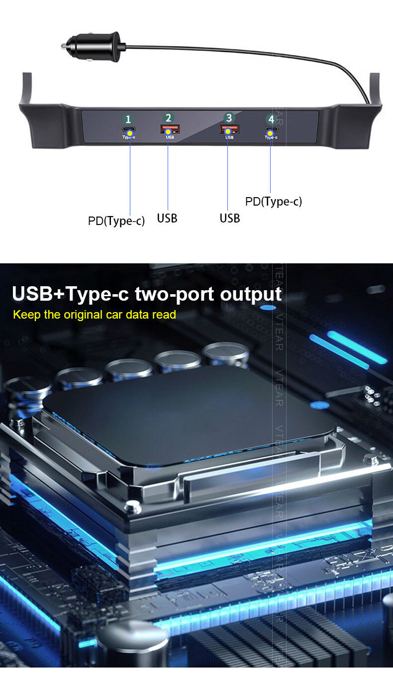 For BYD Atto 3 2022 2023 USB Type-C Splitter Adapter Fast Charger Shunt ...
