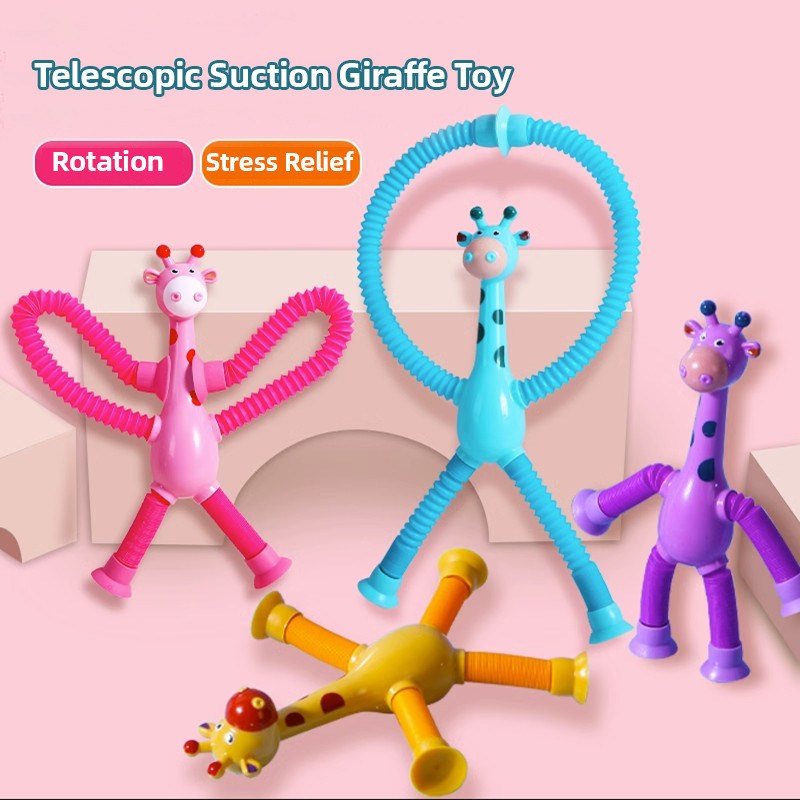 Colorful Giraffe Telescopic Suction Cup Toys Variety Shape Stretching ...