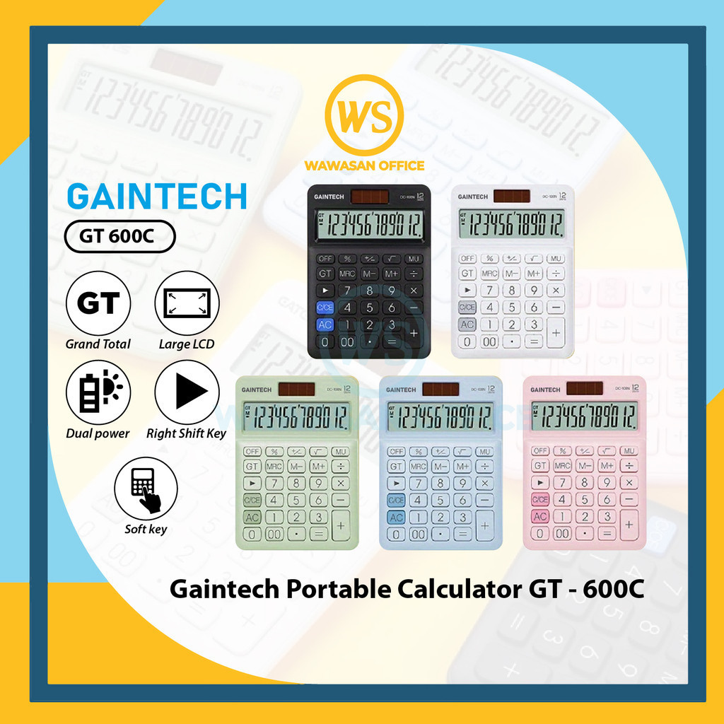 Gaintech GT-600C ( 12 Digit Calculator ) / Gaintech Calculator 12 Digit ...