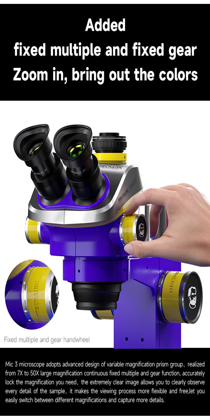 MECHANIC Mic3-B11 Trinocular Stereo Microscope WF10X/25MM Eyepiece 7 ...