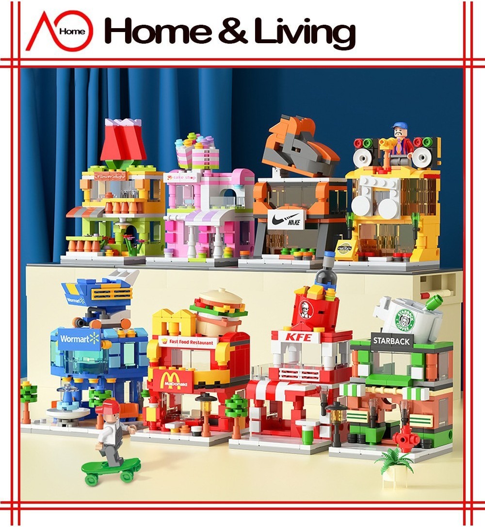 AO Home Lego Street Scene Building Blocks Small Particles Assembled ...