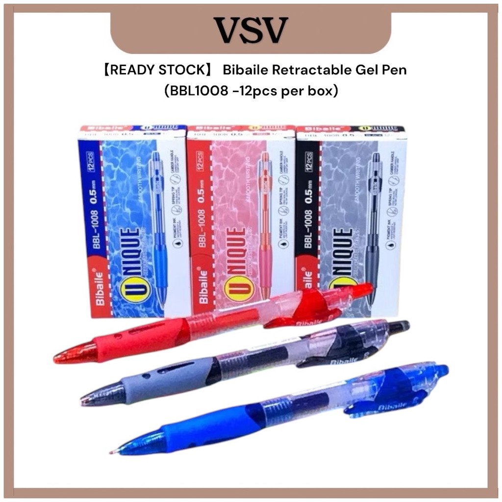 【READY STOCK】 Bibaile Retractable Gel Pen (BBL1008 -12pcs per box ...