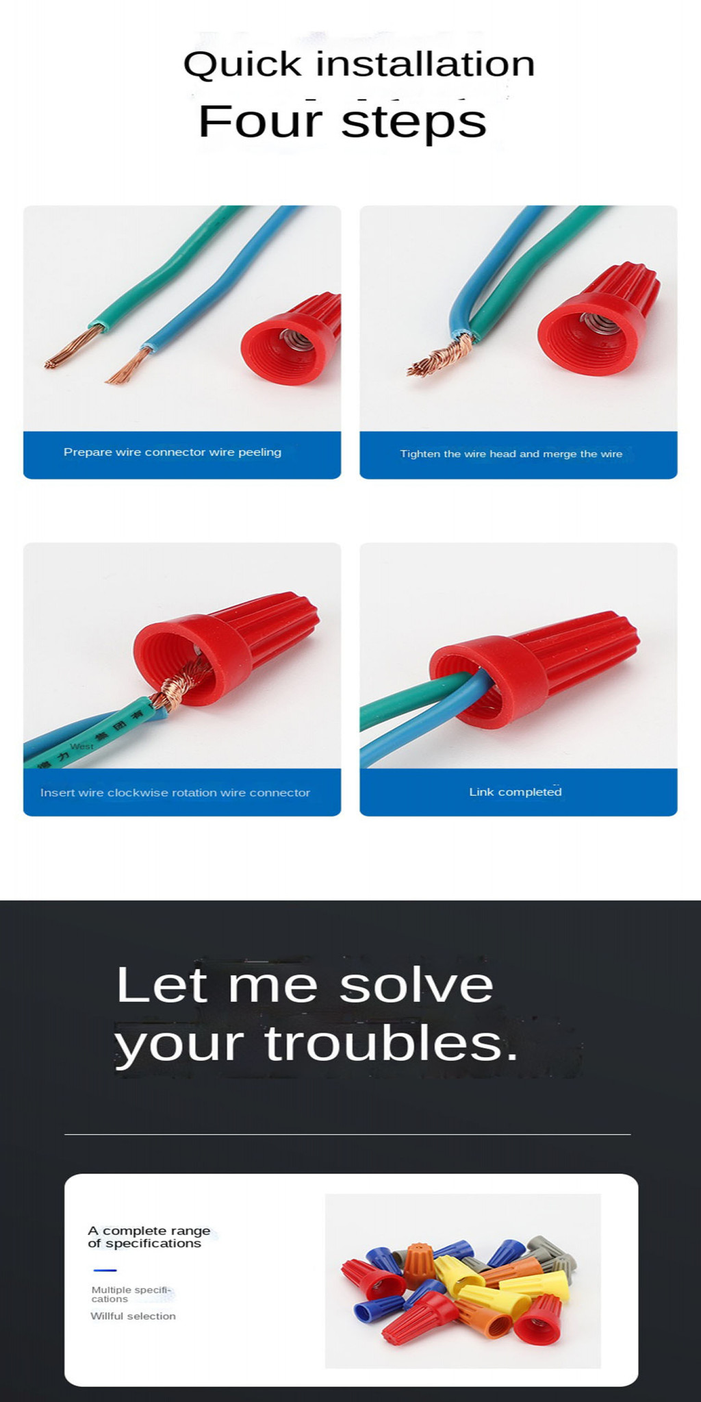 Spiral crimping cap Twist-On Terminals insulated quick wire connector ...