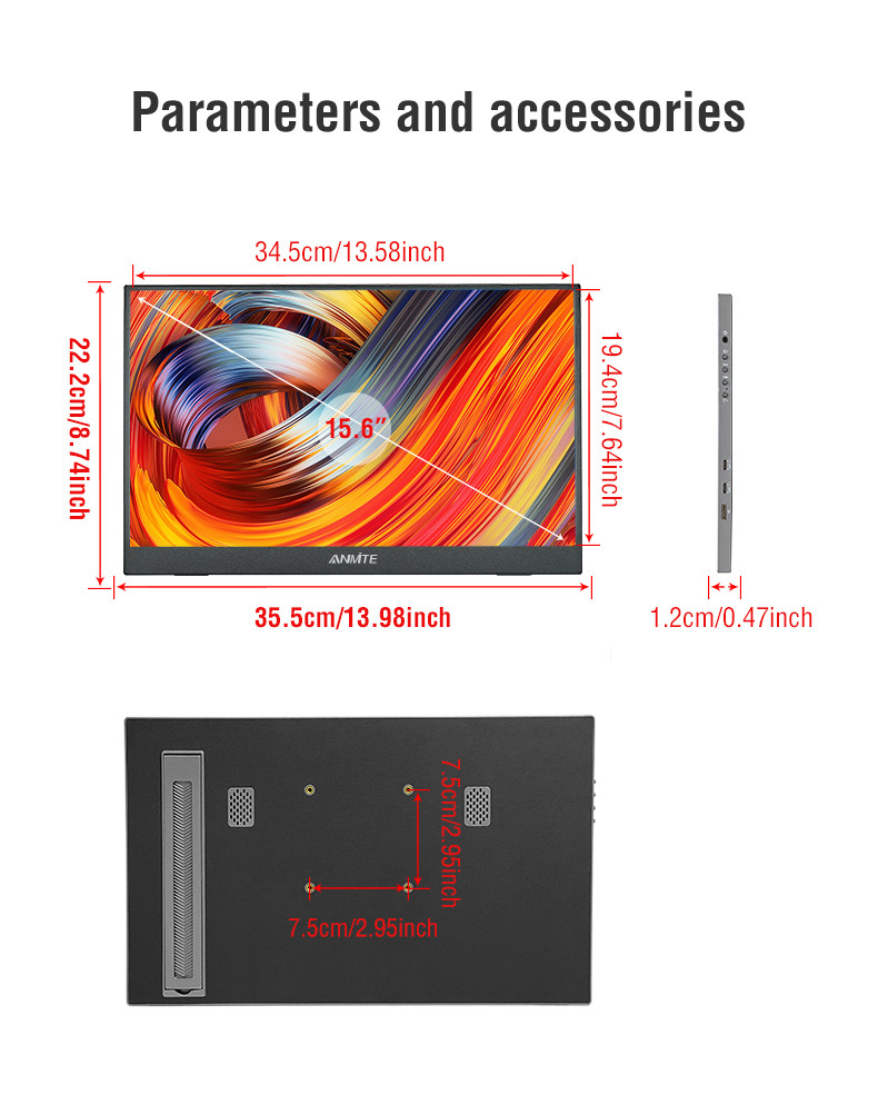 Anmite 15.6 Inch WiFi Wireless Android TV Smart Projection Monitor ...