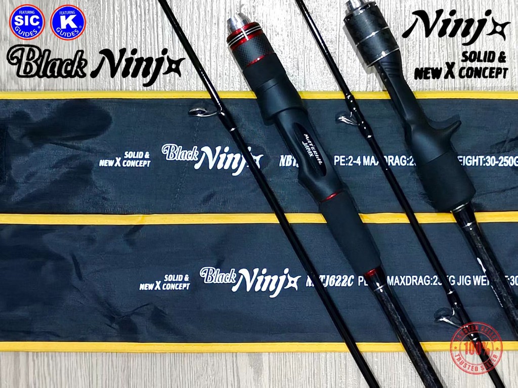 BLACK NINJA SPINNING/ BAITCASTING (BC) FISHING ROD ( 2 IN 1 ) | Shopee ...