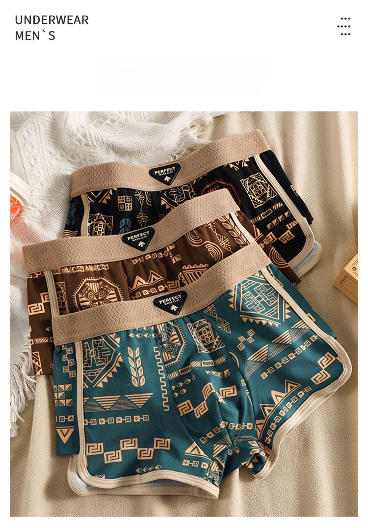 KINGDAFA Amaya Print Vintage Men Boxer Briefs Breathable Men Underwear ...