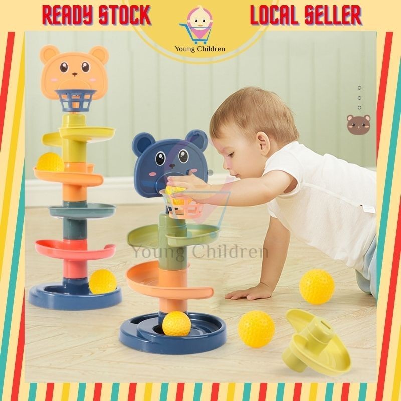 7 Layers Baby Rolling Ball Pile Tower Rotating Stacking Toy Gliding ...