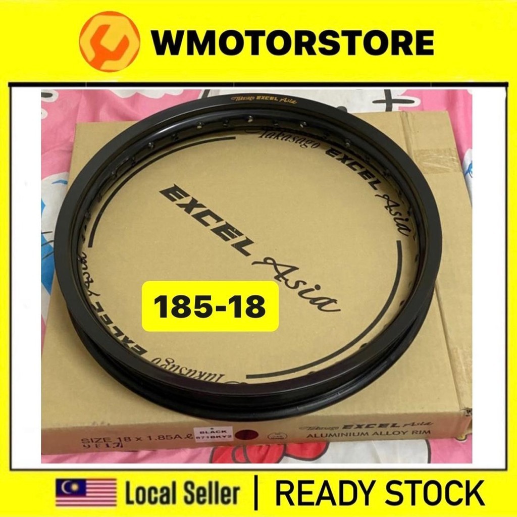 100% Original Takasago Excel Rim Asia 1.85 X 18 Black 36 Hole ( 1PCS ...