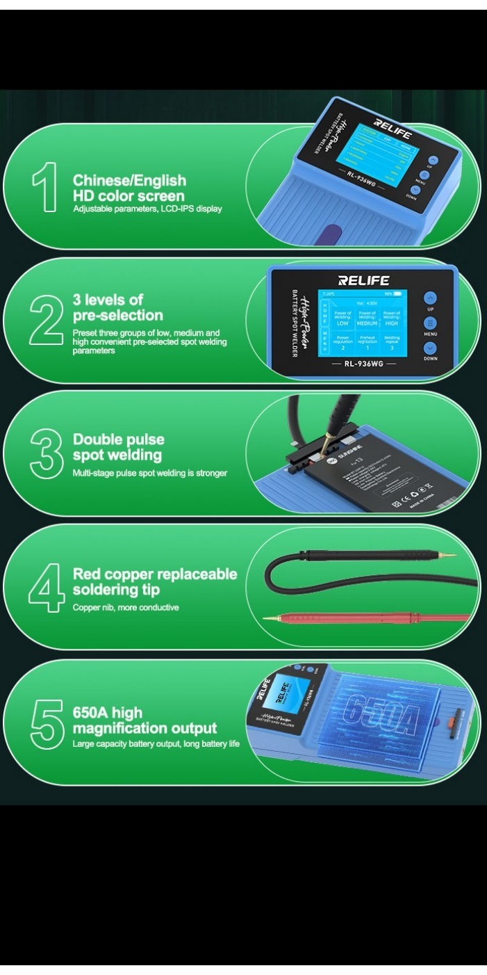 RELIFE RL-936WG Battery Spot Welder with Adjustable Full-parameter ...