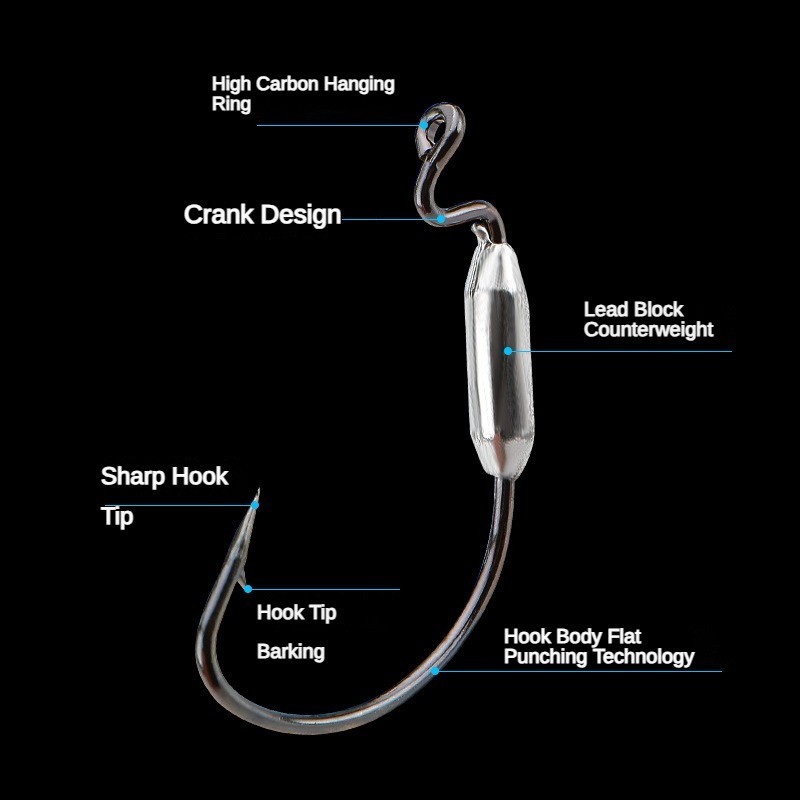 5pcs Fishing Hook 2g/2.5g/3g Weighted Fishing Hooks Bass Hooks Soft ...