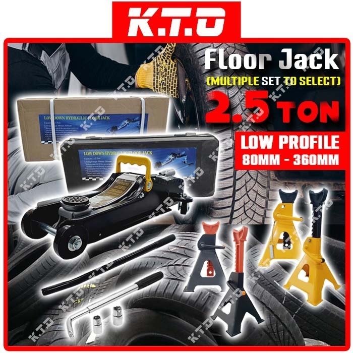2.5 Ton Hydraulic Low Profile Floor Jack 80mm - 360mm Jack Stand Auto ...