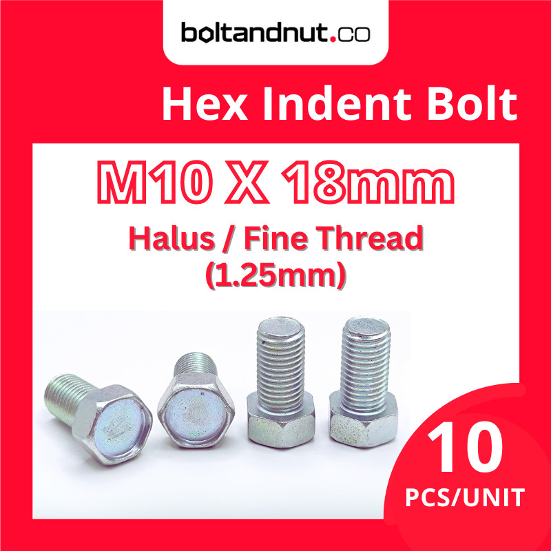 [10pcs] M10-1.25mm Hex Indent Bolt | Cr3 Trivalent Blue Zinc Plating ...