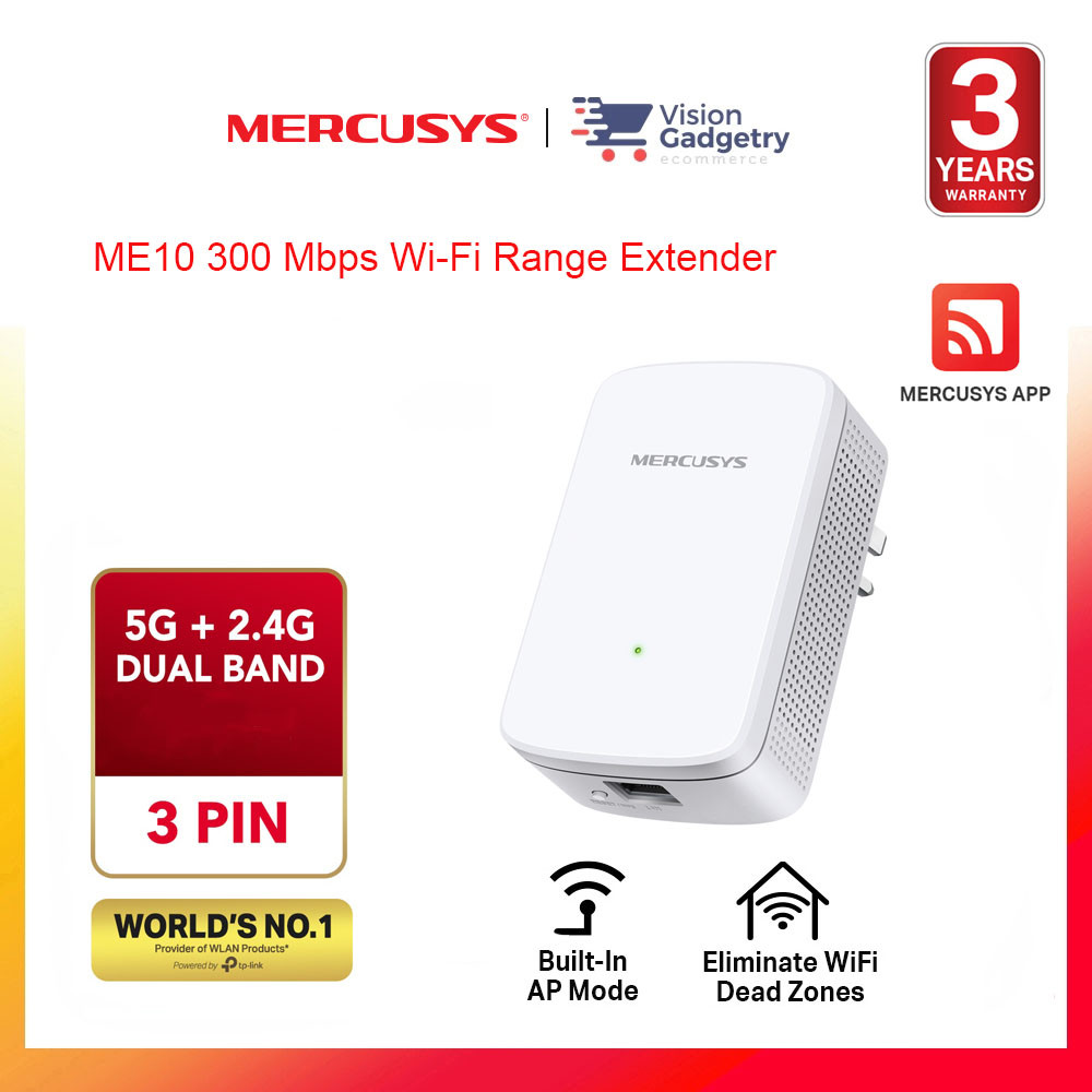 Mercusys ME10 300 Mbps Wi-Fi Range Extender | Shopee Malaysia