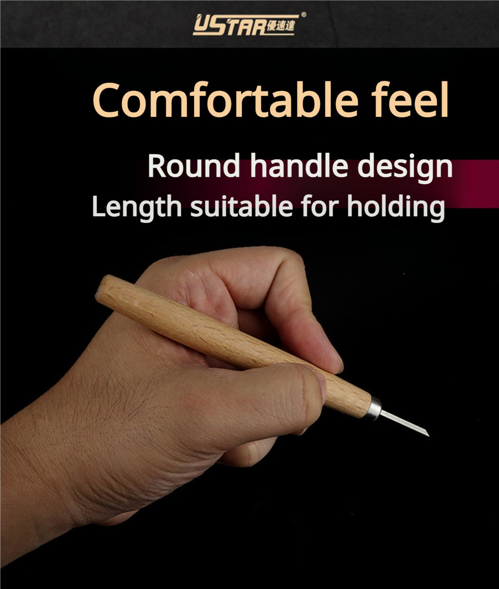 USTAR 90201 Carving Knife Pushing with Wooden Handle for Gundam Gunpla ...