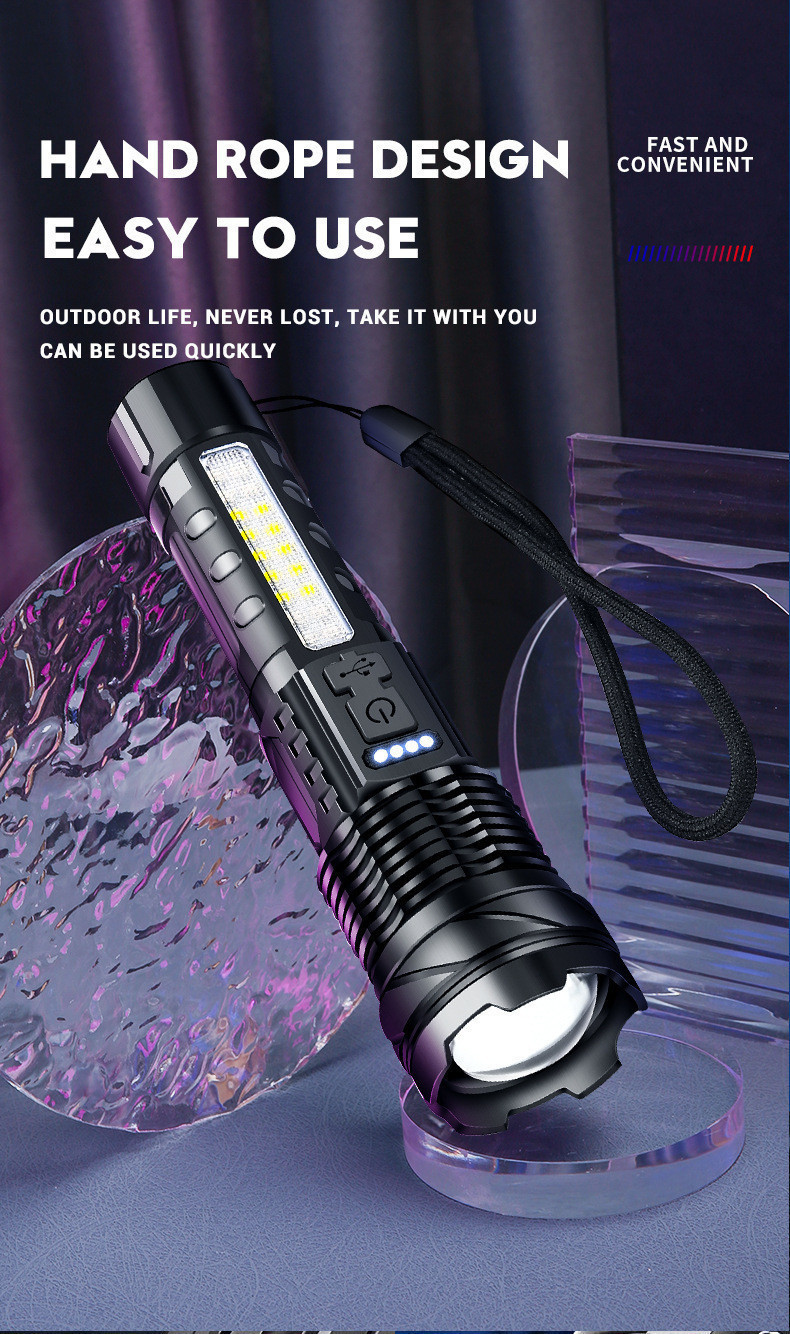 LED Tactical Flashlights Type-C Rechargeable Brightest Clip-on ...