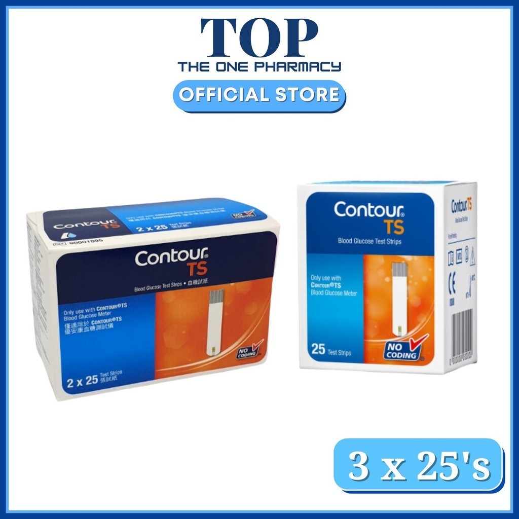 Contour TS Blood Glucose Test Strips 3x25's / 2x25's / 25's | Shopee ...