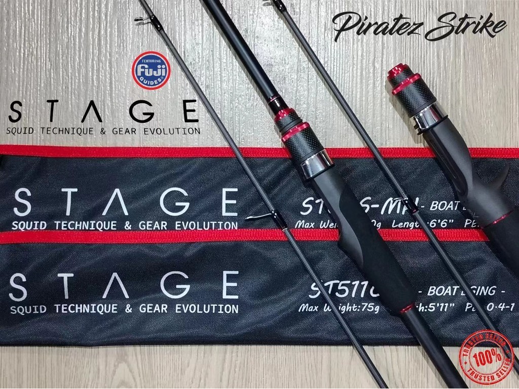 PIRATEZ STRIKE STAGE BOAT EGING SPINNING/ BAITCASTING (BC) FISHING ROD ...