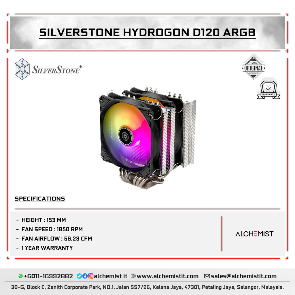 🔥𝐂𝐥𝐞𝐚𝐫𝐚𝐧𝐜𝐞 𝐒𝐚𝐥𝐞!!🔥 SilverStone Hydrogon D120 ARGB Air Cooler | Shopee ...