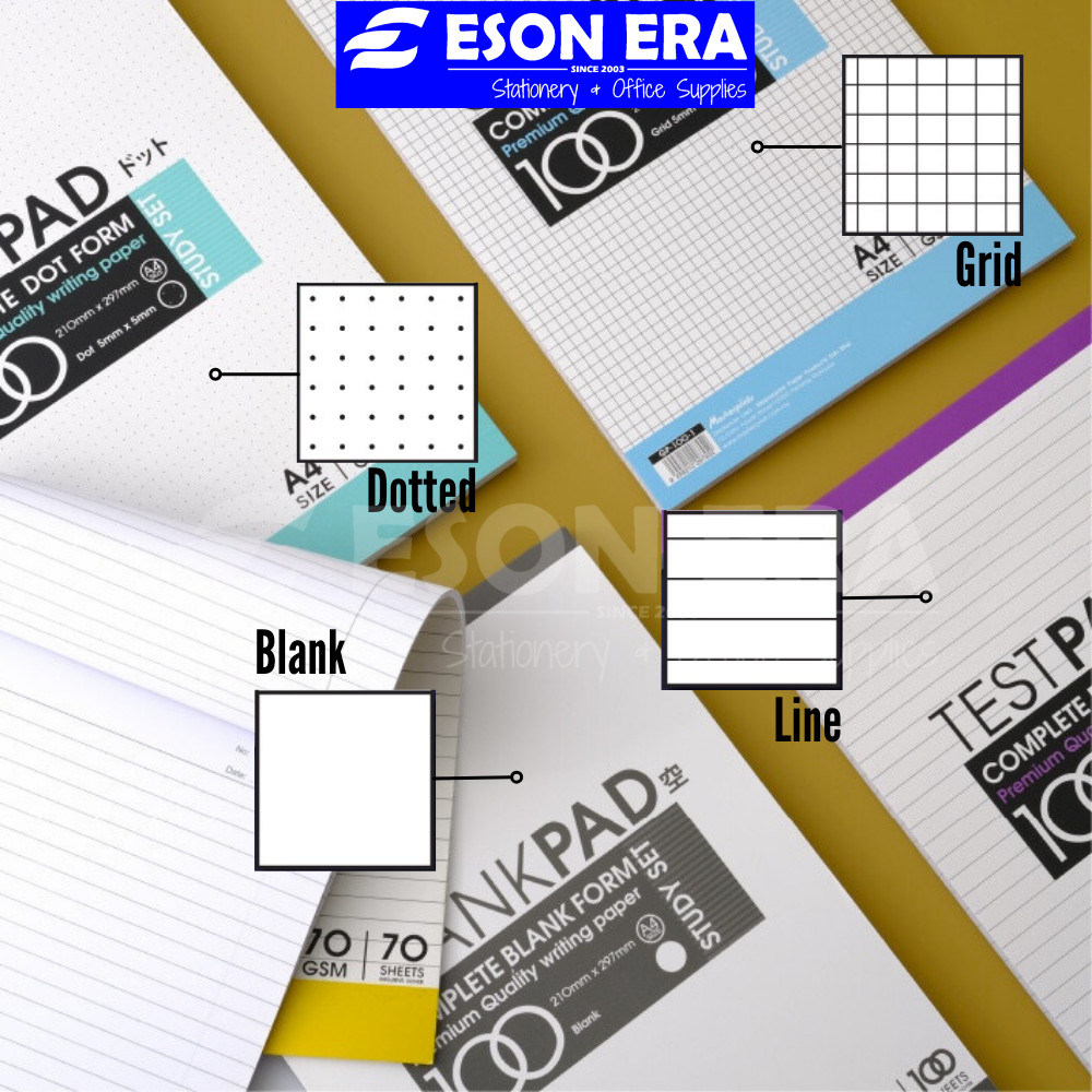 Masterprint Test Pad A4 70gsm 100sheets Exam Pad ( Line / Dotted / Grid ...