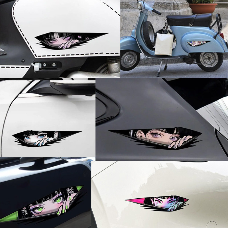 One Pair Car Stickers for Anime Peeping Girl Eyes Crevice Applique ...