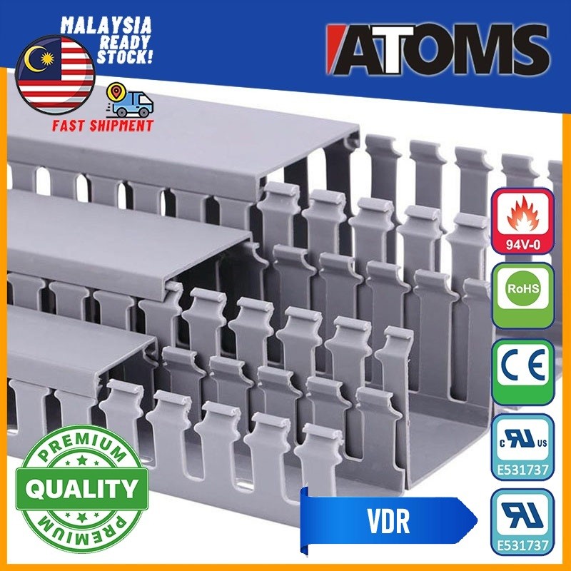 ATOMS VDR Wide Slot Open Slot Wiring Duct PVC Trunking Cable Duct Cable ...