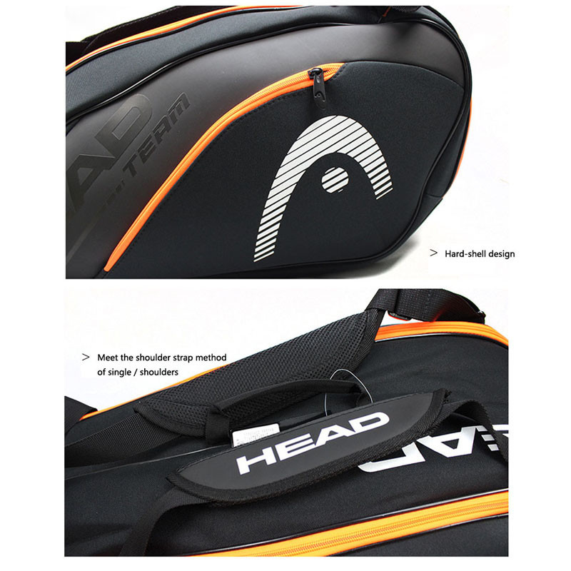 HEAD 6 Pieces Tennis Rackets Bag Hard Shell Sports Bag Large Capacity 9 ...