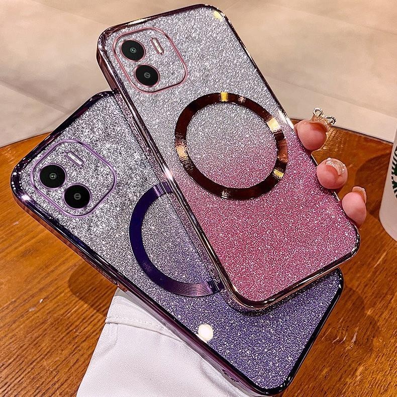 Case With Magnetic Suction for Xiaomi Redmi A3 2024 A1 A2 Plus + Casing Plating Glitter Soft ...