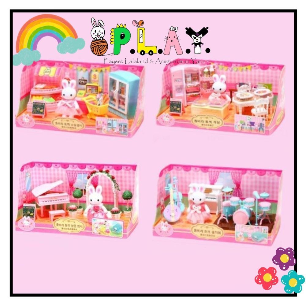 PLAY Rabbit Family Rabbit Dreamy Bay Playset Dining Room Bathroom ...