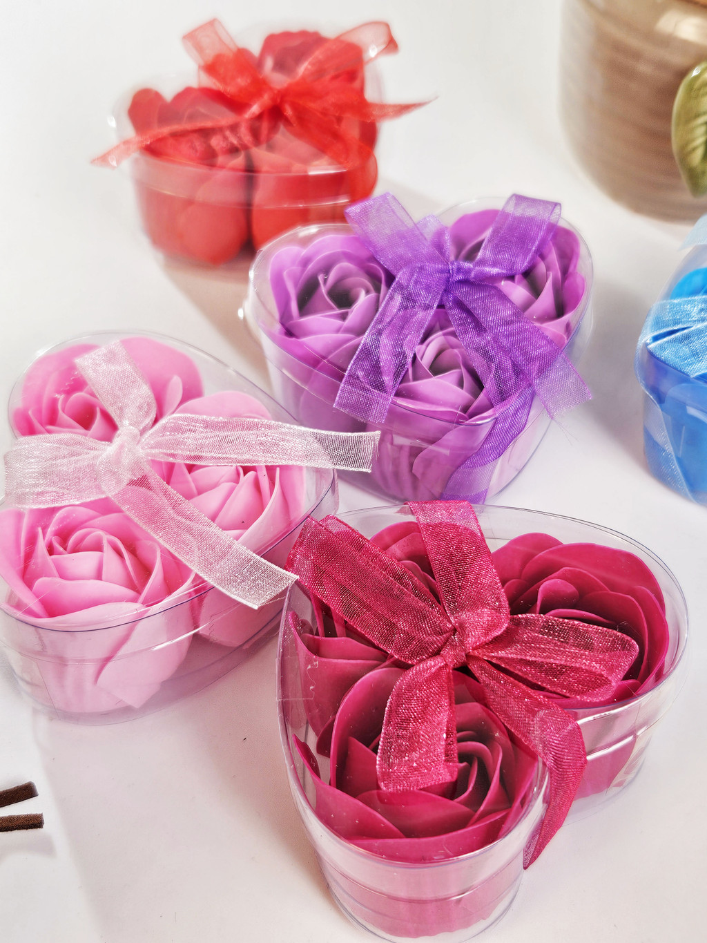 3pcs Heart Shape Rose Soap Flower Gift Box Farewell Wedding Doorgift ...