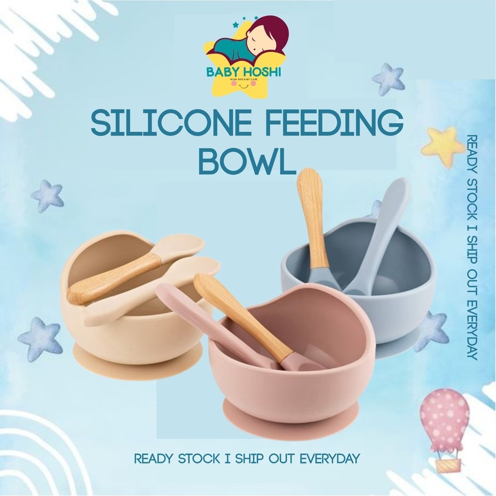 BH Set Baby Silicone Dining Feeding Suction Bowl With Spoon Silicone ...
