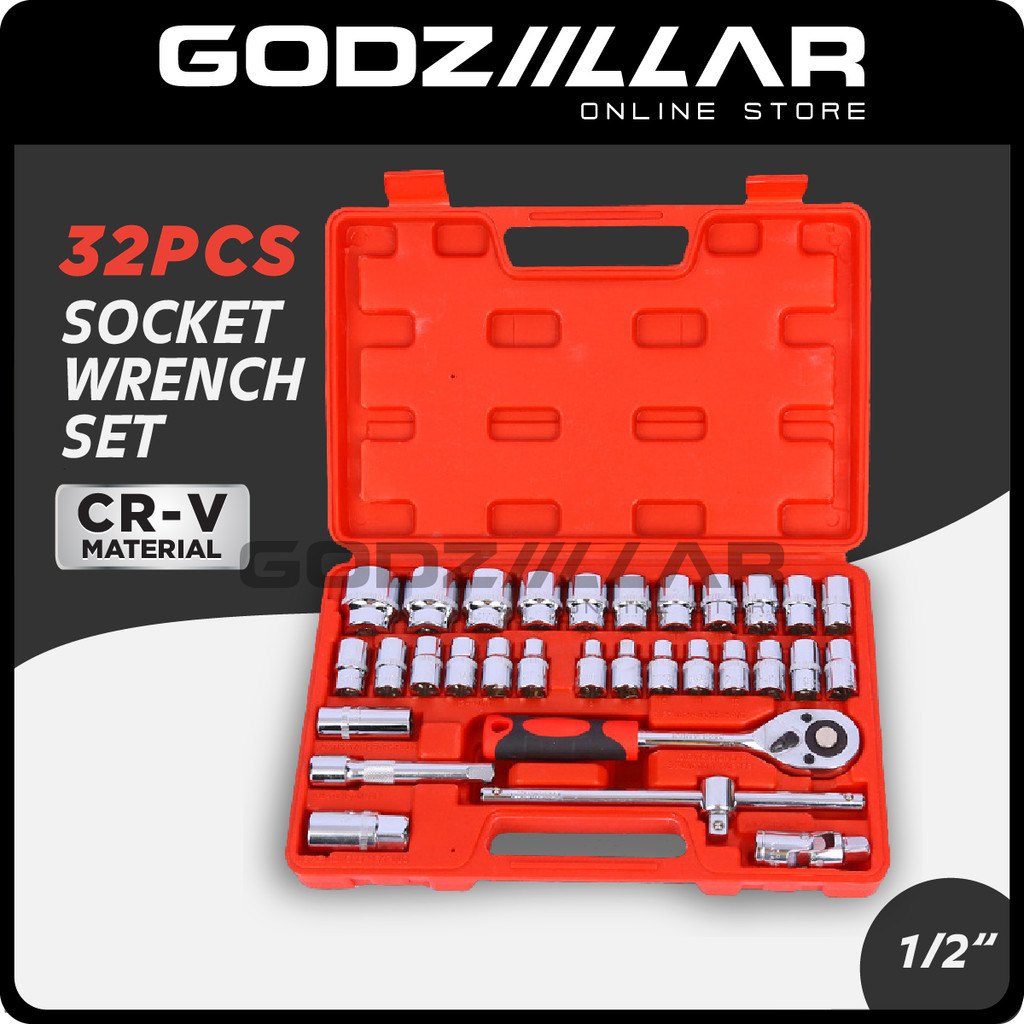 32 Pcs Ratchet Box Socket Bit Set Combination Spanner Tool Set Repair ...