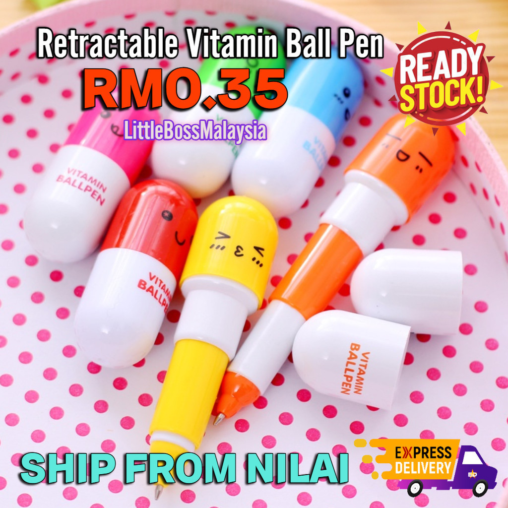 🔥𝑹𝑬𝑨𝑫𝒀 𝑺𝑻𝑶𝑪𝑲🔥《 𝗣𝗢𝗖𝗞𝗘𝗧 𝗦𝗜𝗭𝗘 》Retractable Vitamin Ball Pen Capsule Pill ...