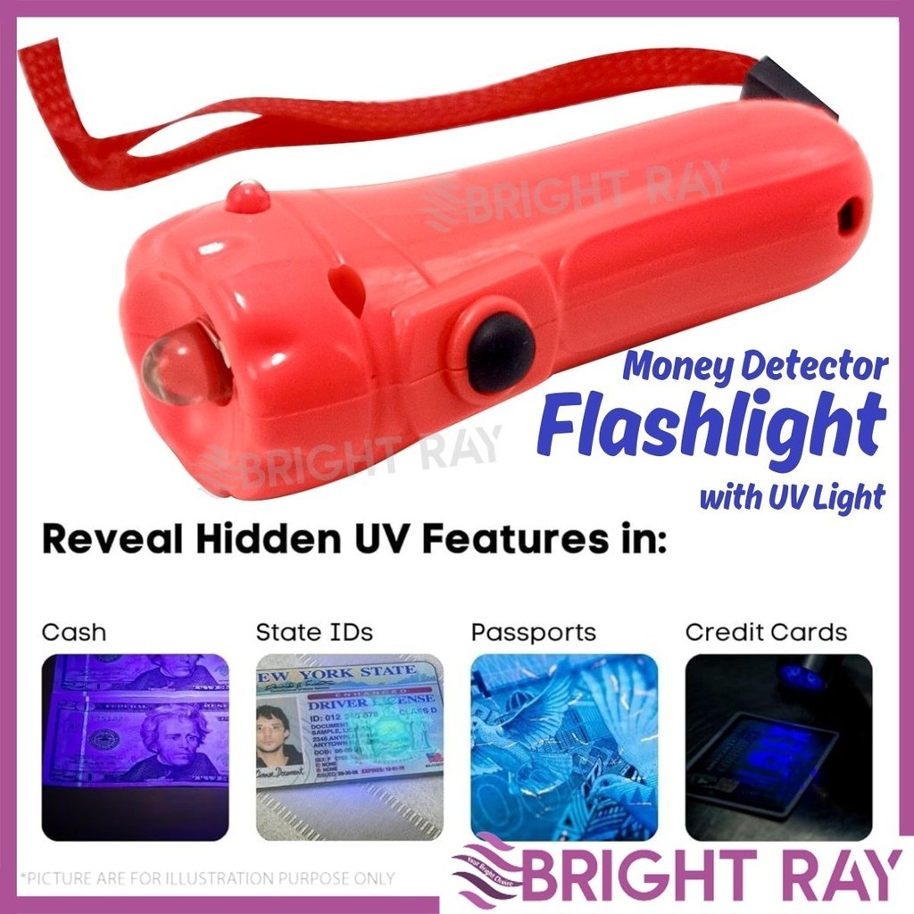 FLASHLIGHT + UV Light Mini Blacklight Ultraviolet Pen Flashlights Fraud ...