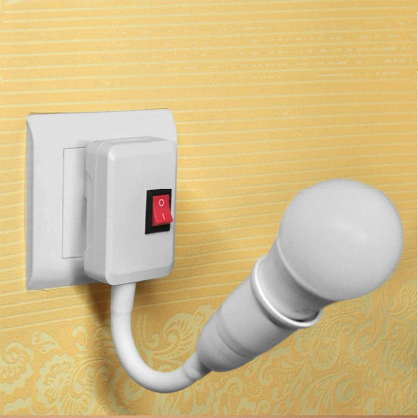 (3 Pin Plug) E27 Universal Lamp Holder with Switch Wall-mounted in-line ...